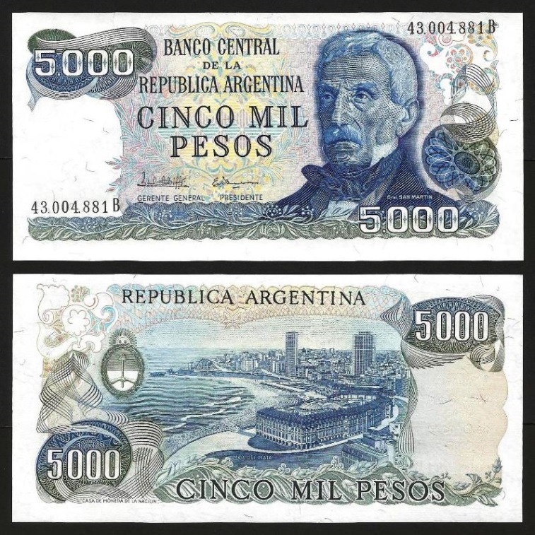 ARGENTINA .n305b-1 - 5.000 PESOS (1977/83) NOVA - Numiscor