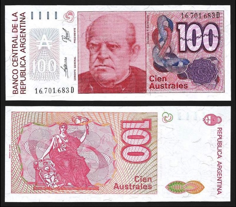 ARGENTINA .n327c - 100 AUSTRALES (1985/90) NOVA - Numiscor
